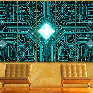 Circuit Board Canvas Chip Wall Art Science Print Ready to Hang Circuit ...
