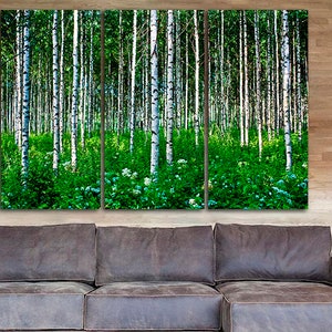 Wall Panel Set White Forest Art Birch Tree Canvas Forest Print Birch ...