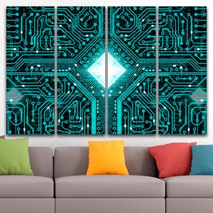 Circuit Board Canvas Chip Wall Art Science Print Ready to Hang Circuit ...