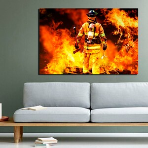 Fire Canvas Fireman Wall Art Firefighter Décor Boy Bedroom Art Fire ...