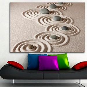 Zen Stone Wall Print on Canvas Ready to Hang Yoga Room Décor Sand Wall ...