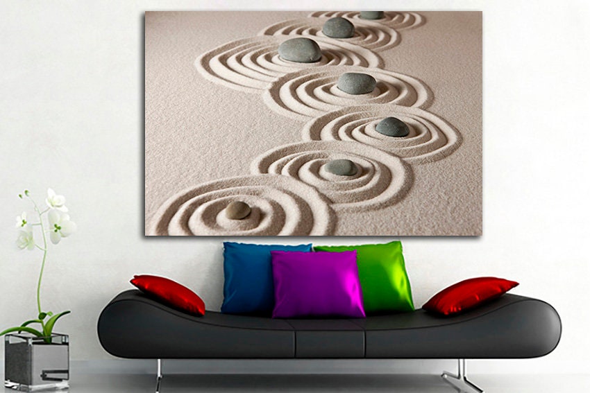 Zen Stone Wall Print on Canvas Ready to Hang Yoga Room Décor Sand Wall ...