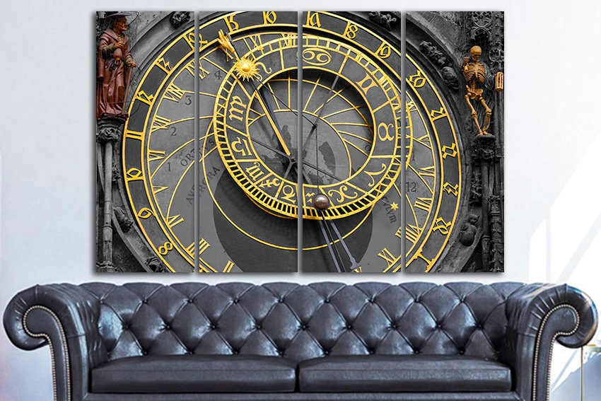 5 Panel Set Astronomical Clock Astrology Canvas Prague Travel - Etsy