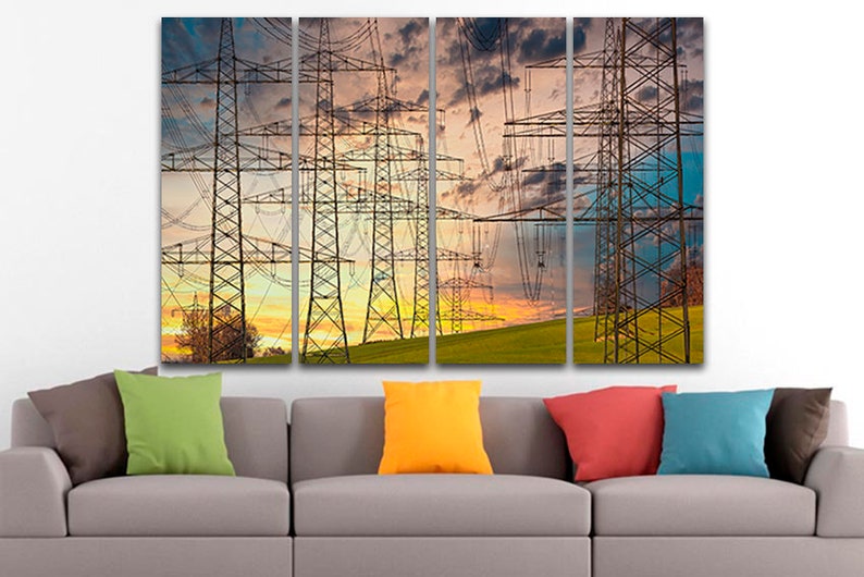 Voltage Decor Lineman Canvas Engine Art Electric Light Photo Electric ...