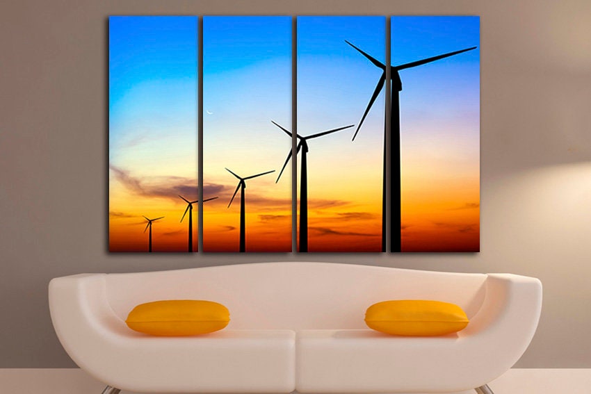 Wind turbine art Generator energy 5 Panel set Split canvas | Etsy