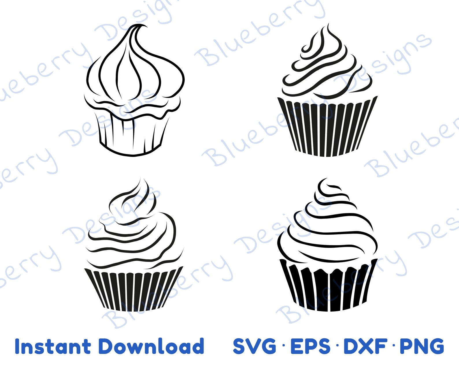 Cupcake Svg Bundle, Cupcake Svg Eps Dxf Png, Cupcake Outline, Cupcake ...