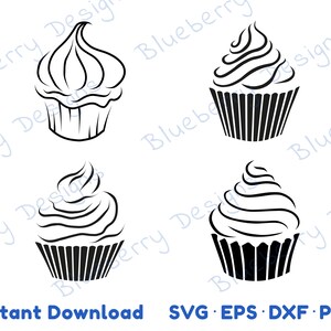 Cupcake Svg Bundle, Cupcake Svg Eps Dxf Png, Cupcake Outline, Cupcake ...