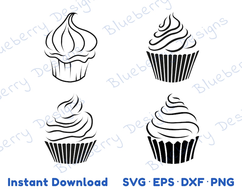 Cupcake Svg Bundle, Cupcake Svg Eps Dxf Png, Cupcake Outline, Cupcake ...