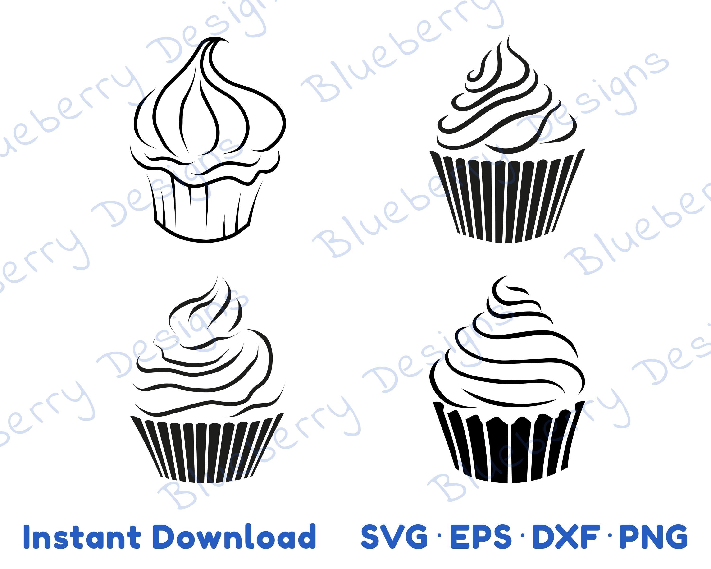 Cupcake Svg Bundle, Cupcake Svg Eps Dxf Png, Cupcake Outline, Cupcake ...