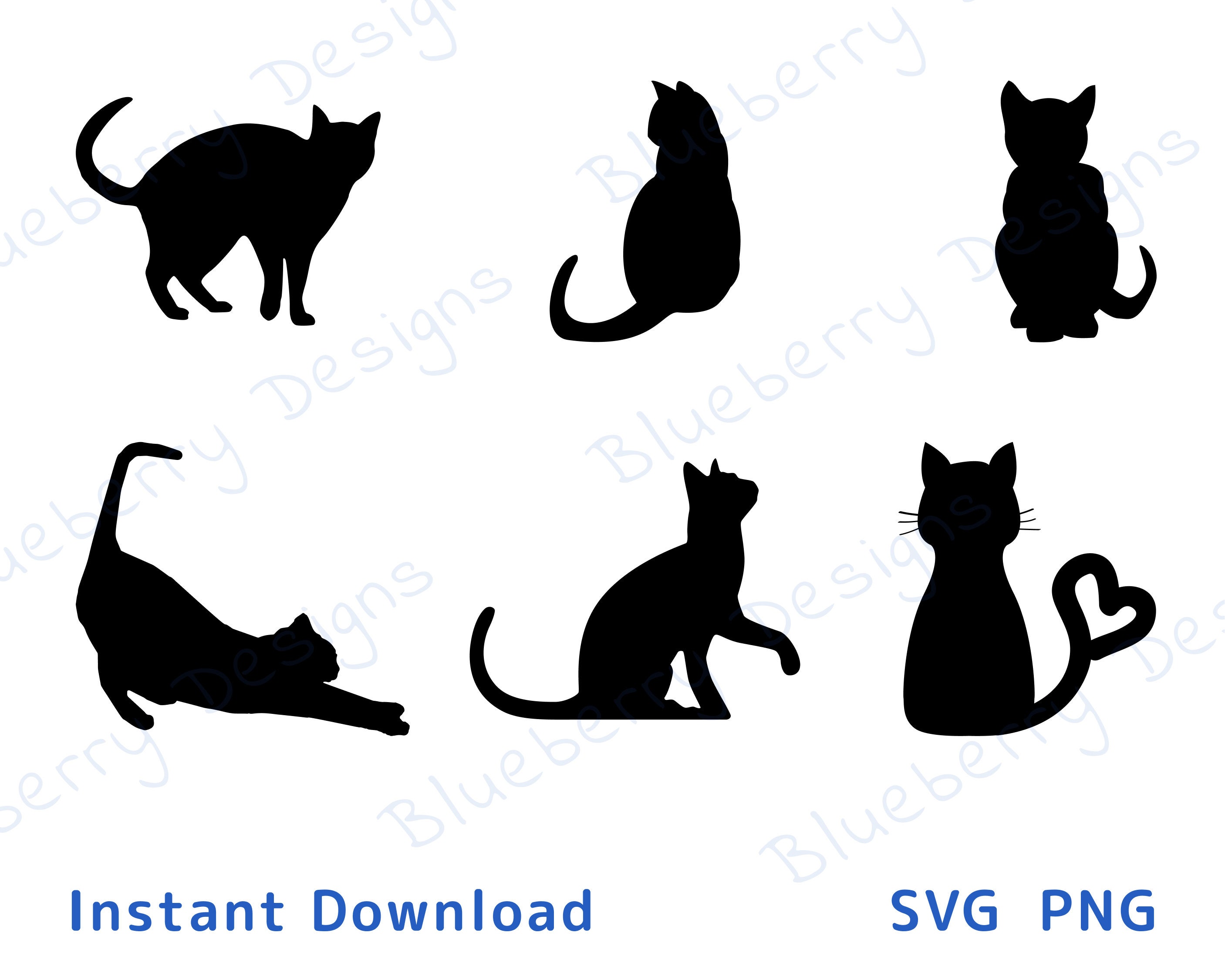 Cat Silhouette Clipart, Cat Silhouette Bundle, Cat Silhouette Vector ...