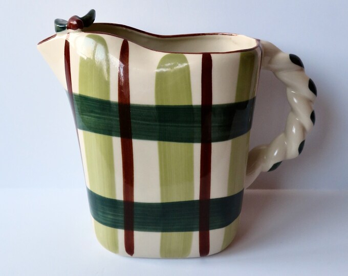 Vintage 40s 50s Blair Gay Plaid Pattern Ceramic Water or Tea Pitcher ...
