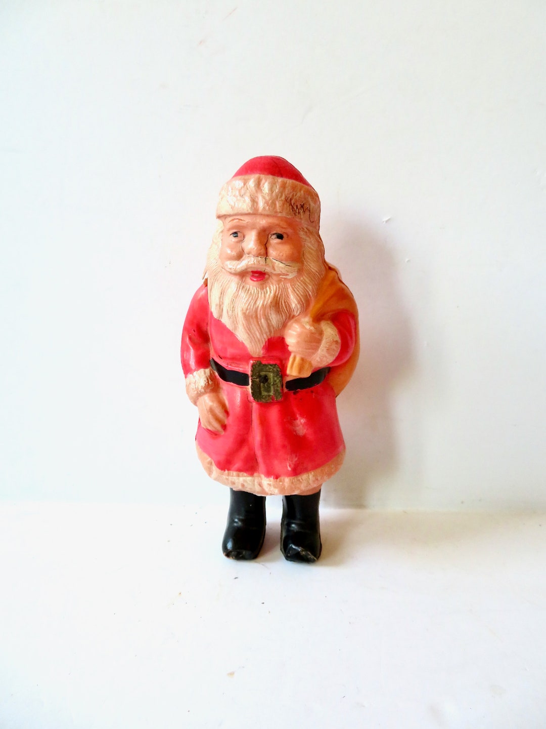 Vintage Old 40s 50s Celluloid Plastic Blow Mold Santa Claus Toy ...