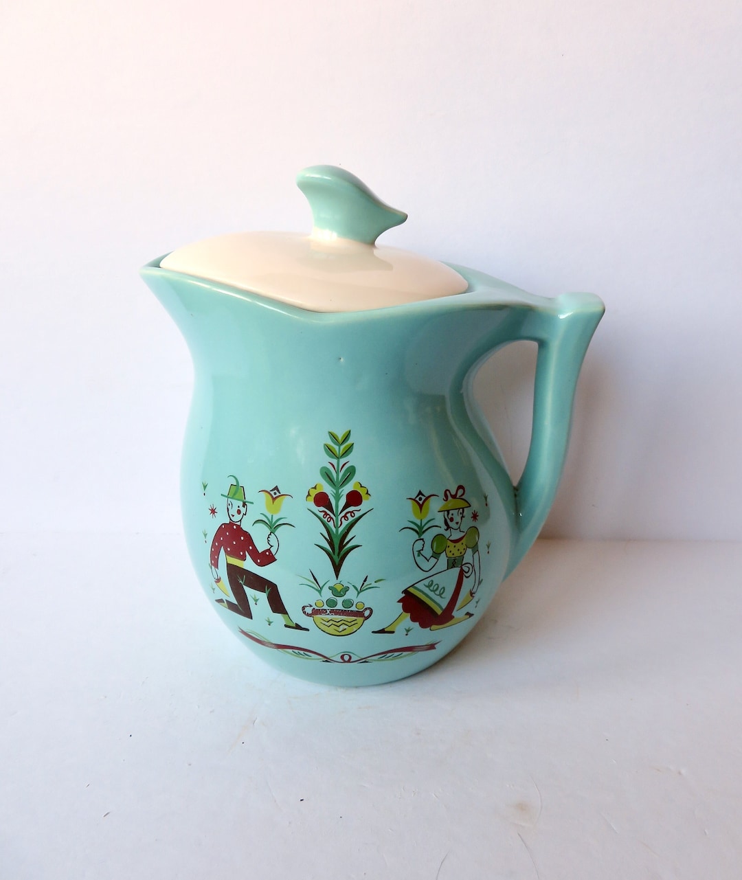 Vintage Mccoy Pottery Cookie Jar – 1940s Folkloric Pitcher W/ Lid - Etsy