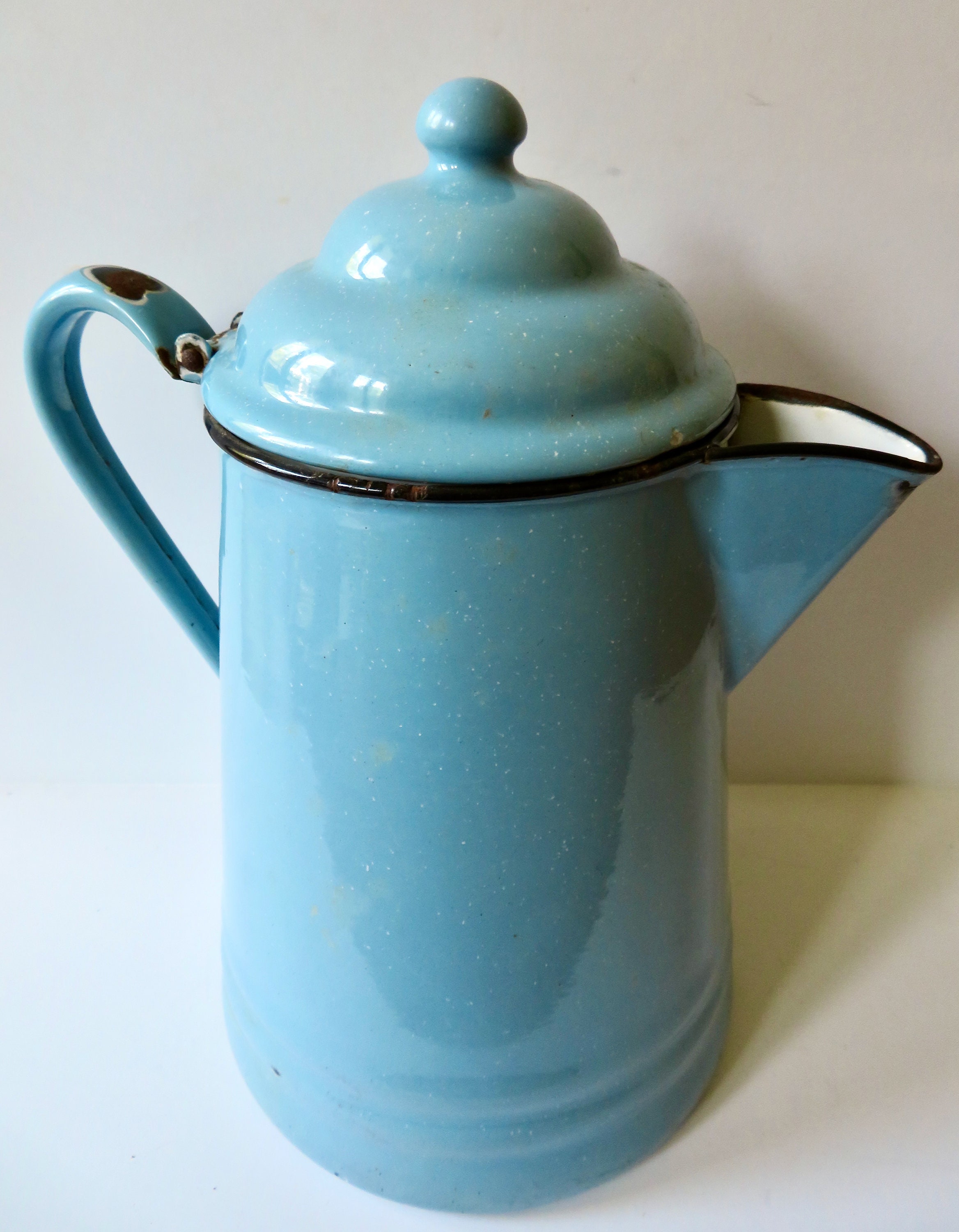Vintage 30s 40s Speckled Medium Blue Enamel Ware Large Coffee - Etsy