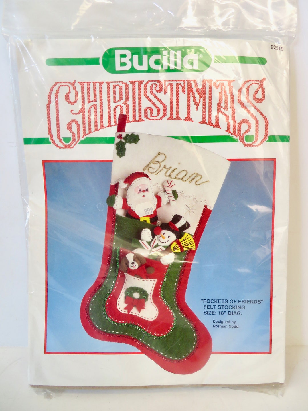 Vintage Retro NIP Bucilla Unopened Felt Jeweled Christmas Stocking ...