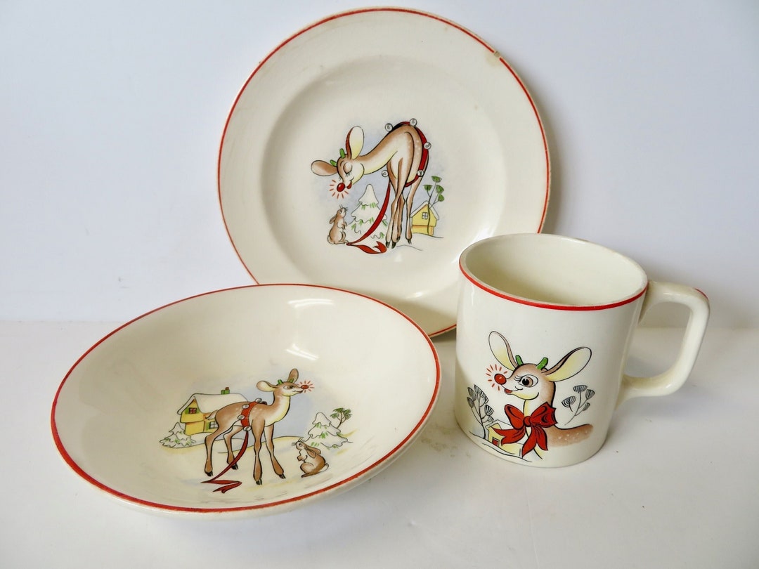 Vintage 30s 40s R.L.M. Pottery Christmas Rudolph the Red Nosed Reindeer ...