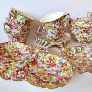 Vintage 40s 50s James Kent Fenton Dubarry Made in England Chintz Floral ...