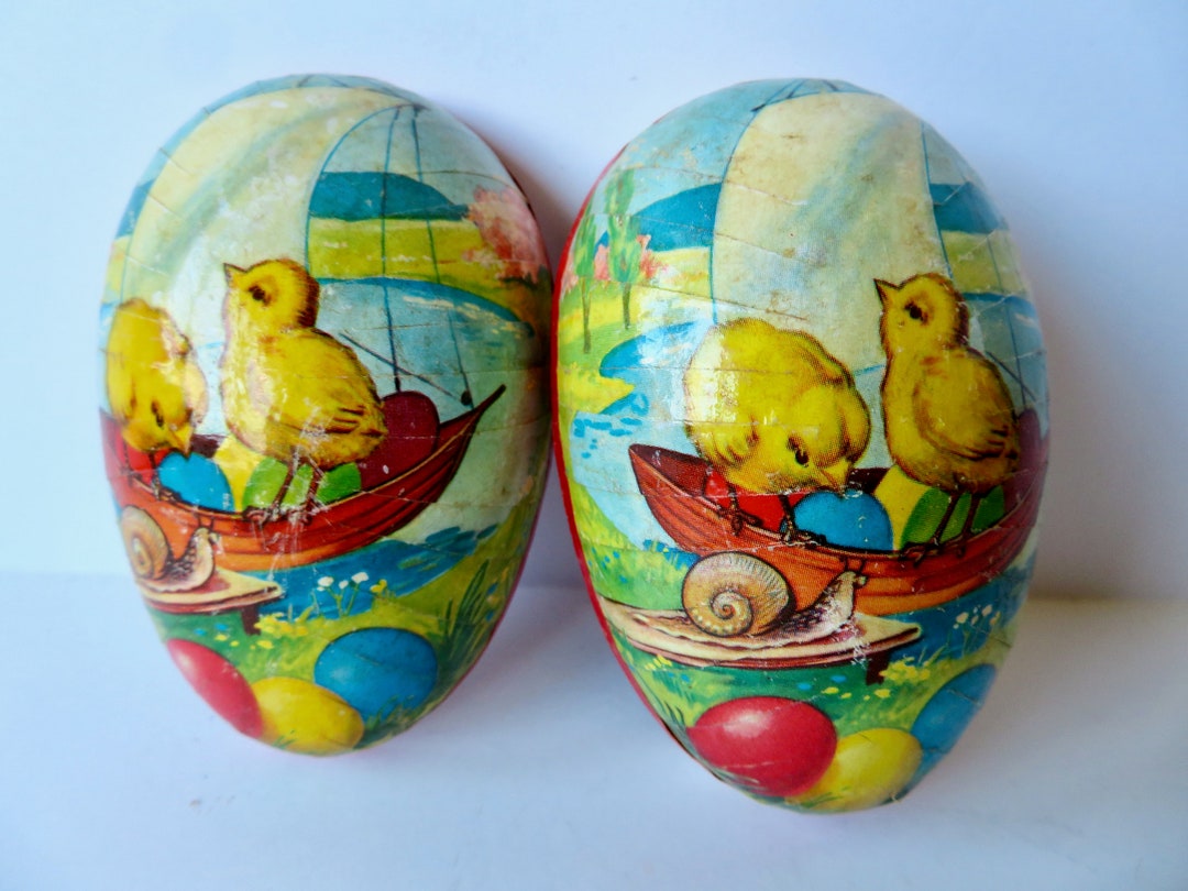 Vintage 50s 60s Paper Mache Large Easter Egg Decoration Made in West ...