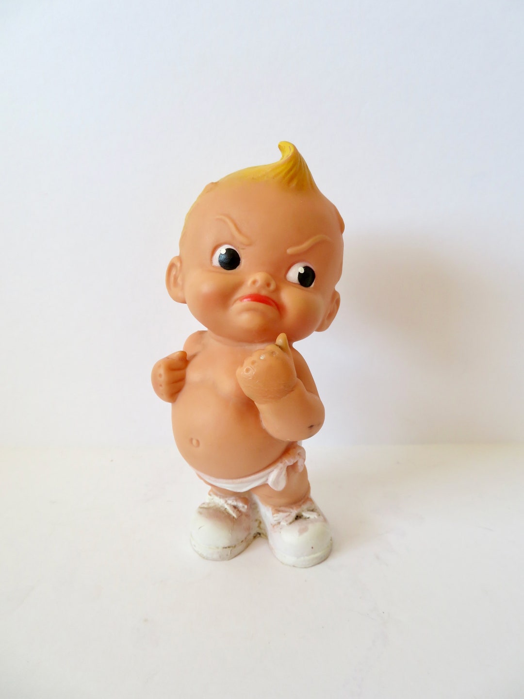Vintage 50s 1950s Mad Angry Tough Guy Little Baby Boy Doll Squeaker Toy ...