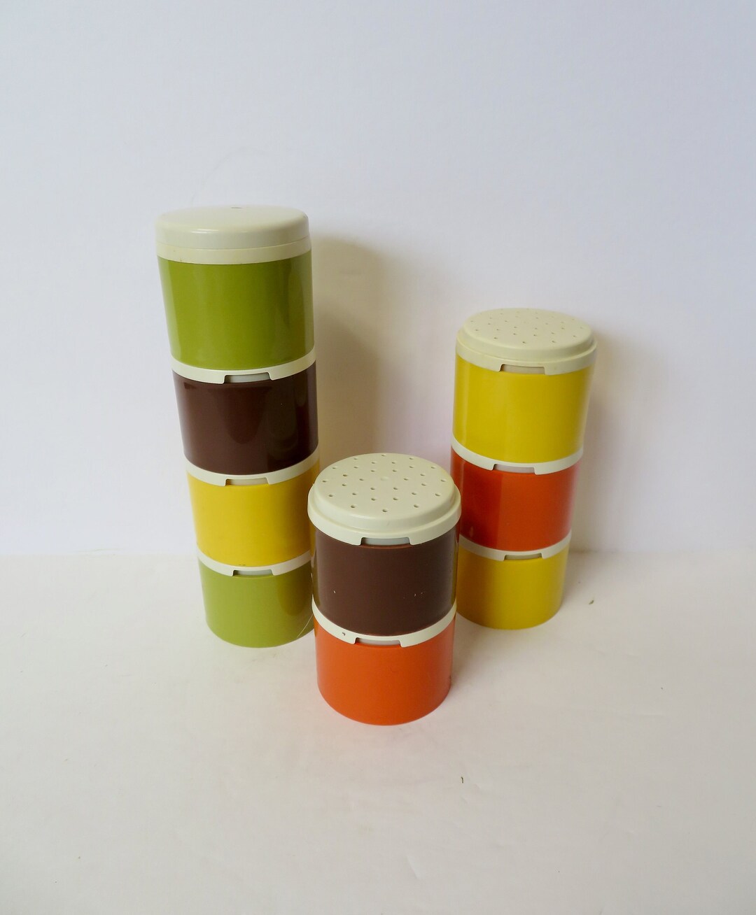 Vintage 70s 1970s Lot Set of 9 Tupperware Plastic Small Stackable Spice ...