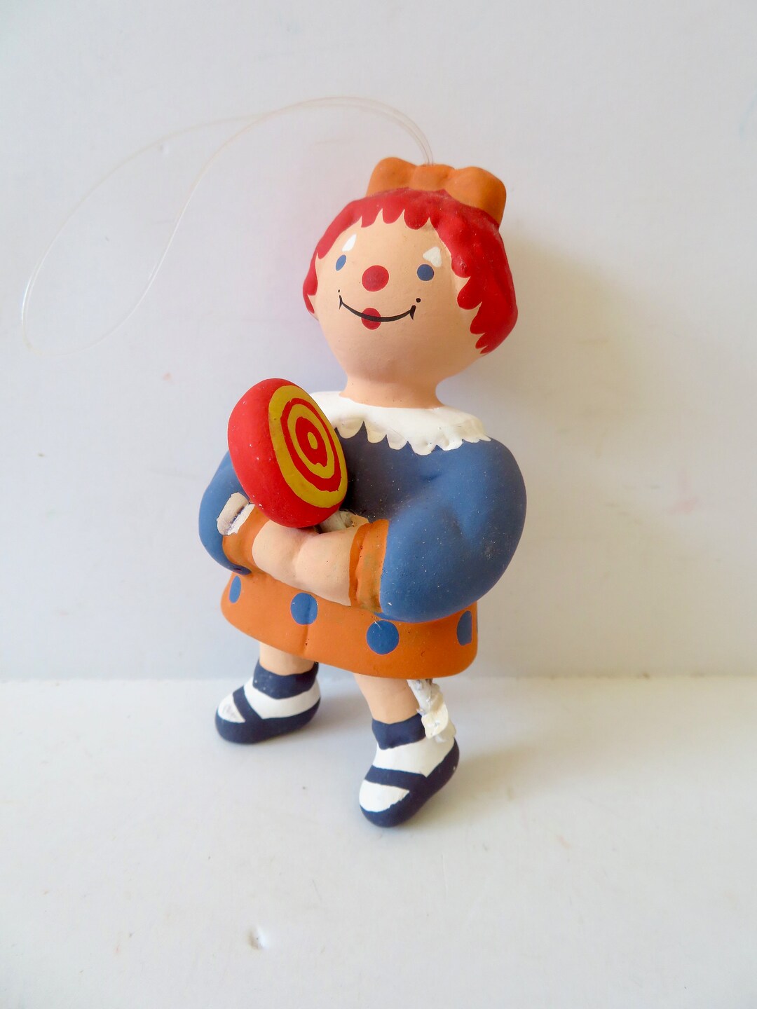 Vintage Painted Terra Cotta Clay Ceramic 4" Raggedy Ann Doll Christmas ...