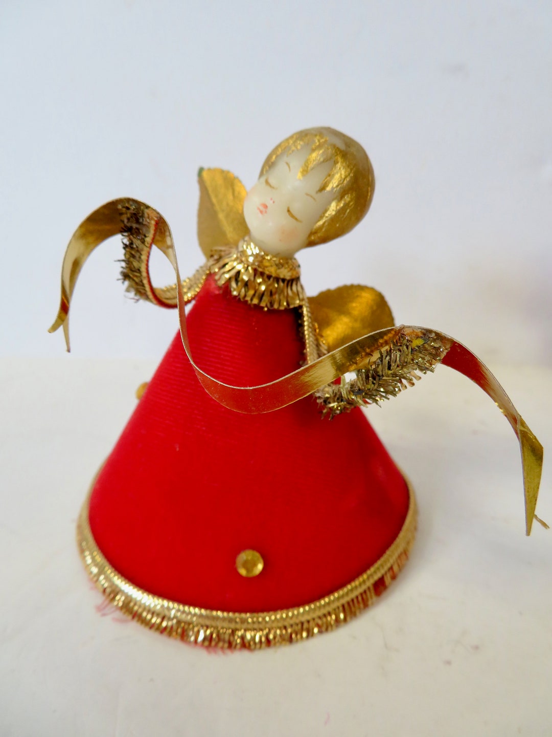 Vintage 50s 1950s Koestel Wax Head Paper Velvet Mini 3.5" Christmas ...