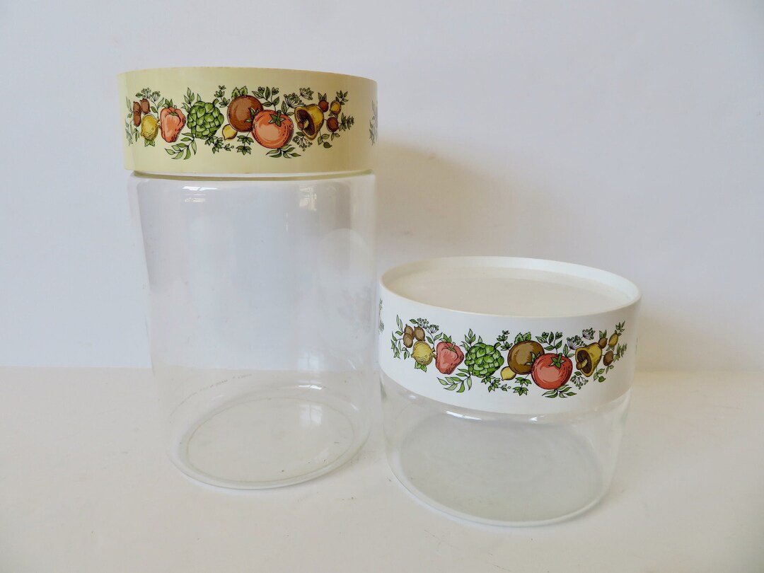 Vintage 70s Pyrex Corning Ware Pair Set Two See and Store Clear Glass ...