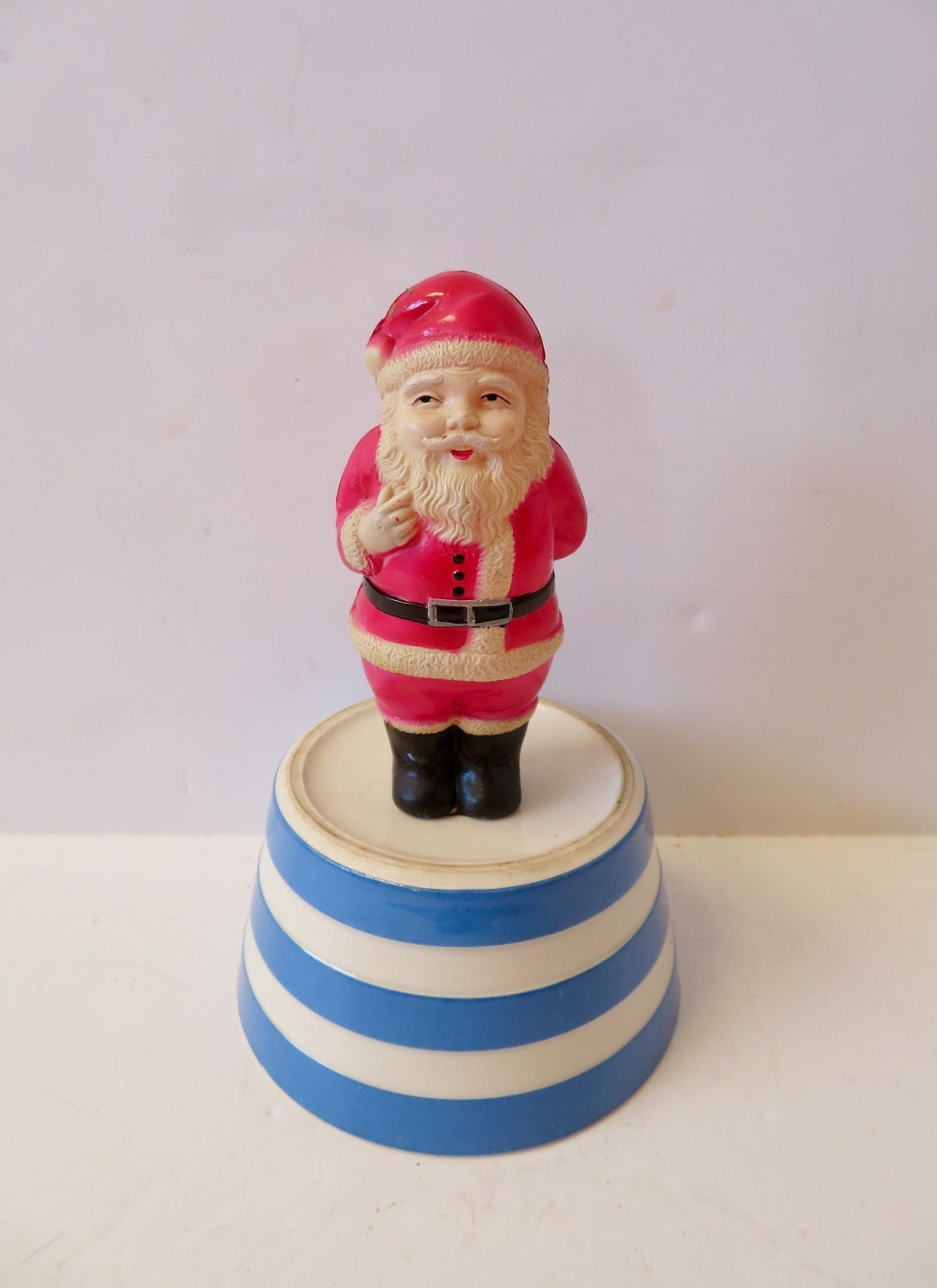 Vintage Old 30s 40s Celluloid Plastic Blow Mold Santa Claus Rattle Toy ...