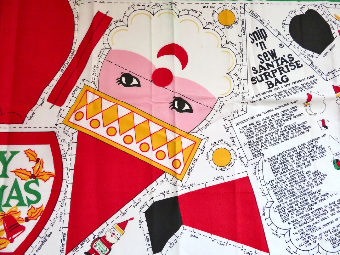 Vintage 50s 60s Mid Century Snip 'n Sew Cut and Sew Printed Flannel ...