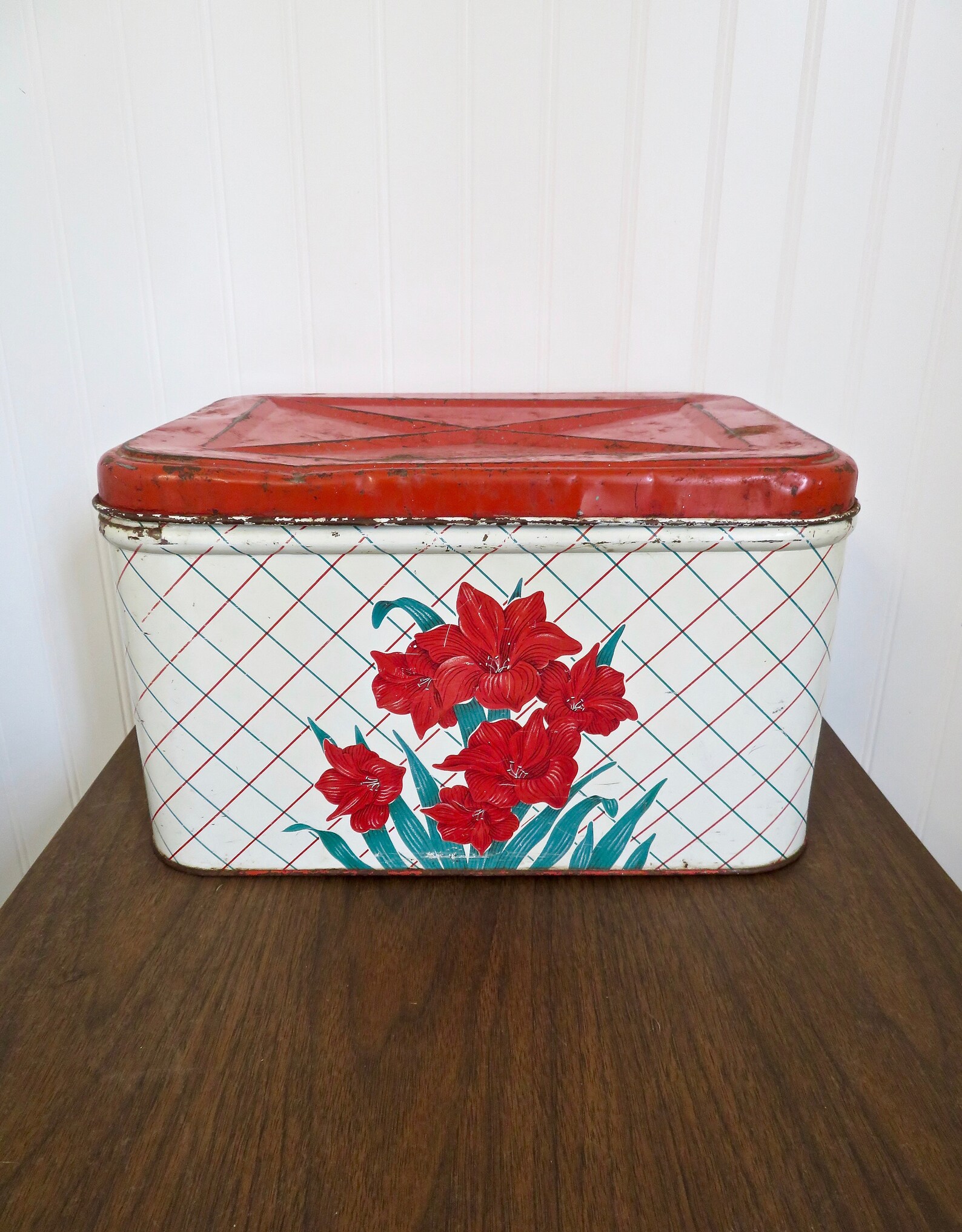 Vintage 1950s 50s Metal Bread Box Hinged Flower Floral Paint - Etsy