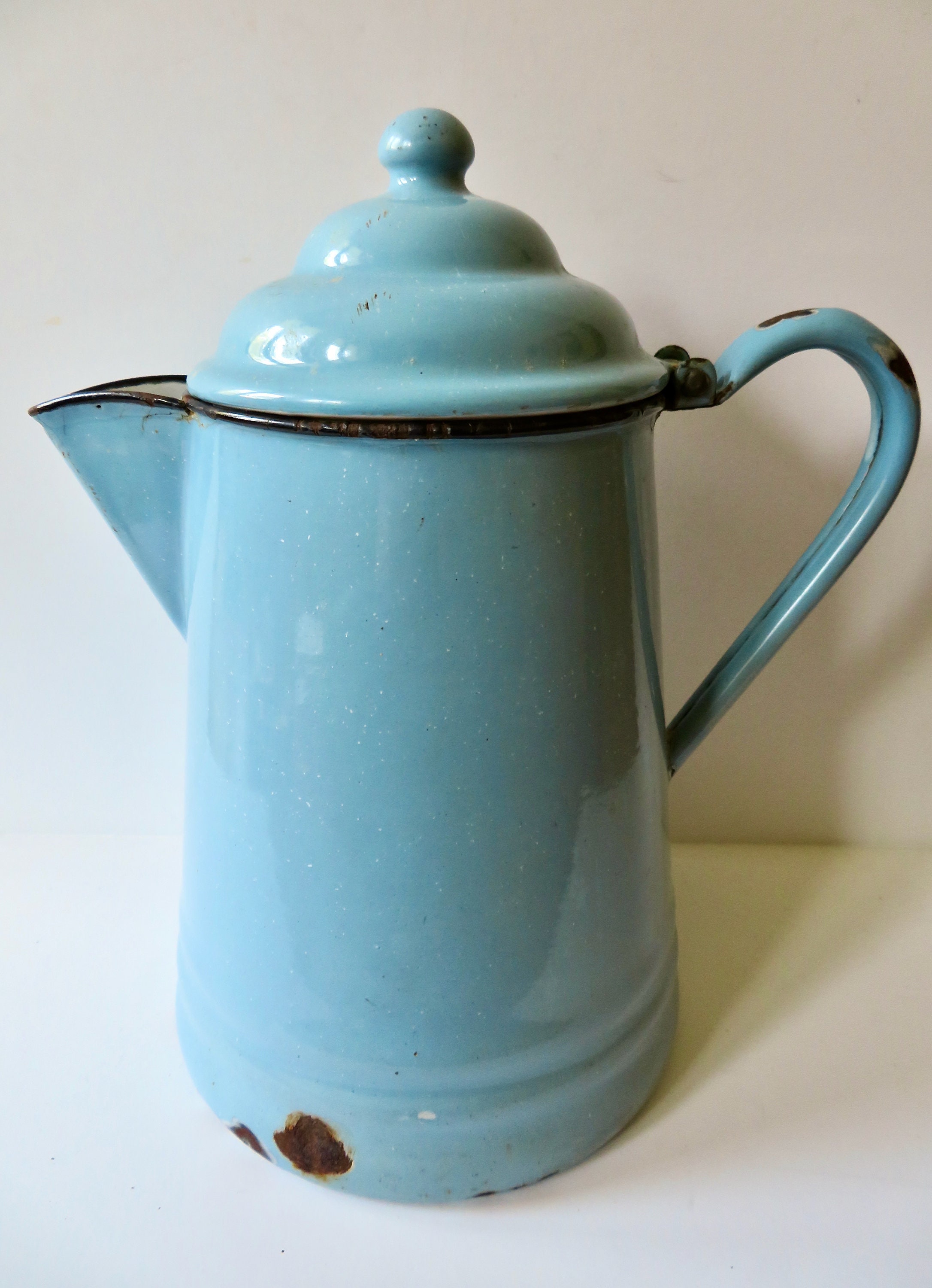 Vintage 30s 40s Speckled Medium Blue Enamel Ware Large Coffee - Etsy