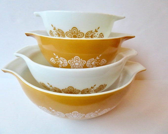Vintage 70s 80s Full Complete Set of 4 Four Pyrex Butterfly Gold ...