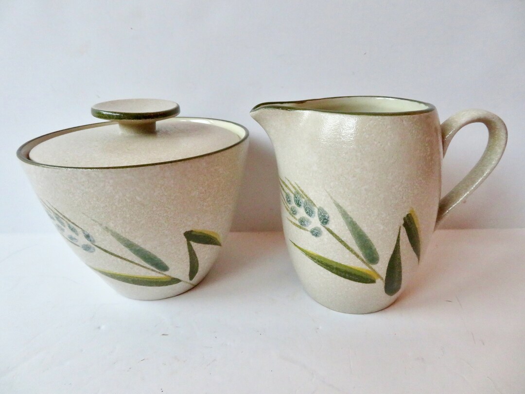 Vintage 80s Sears Wild Rice Japan Stoneware 3pc Pebbled Ceramic Sugar ...