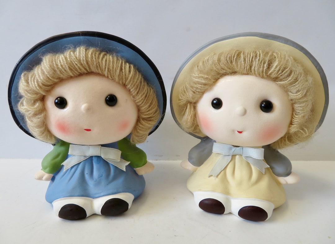 Vintage Ardco Japan Girl Planters – Yarn Hair, Cottage Decor Set - Etsy
