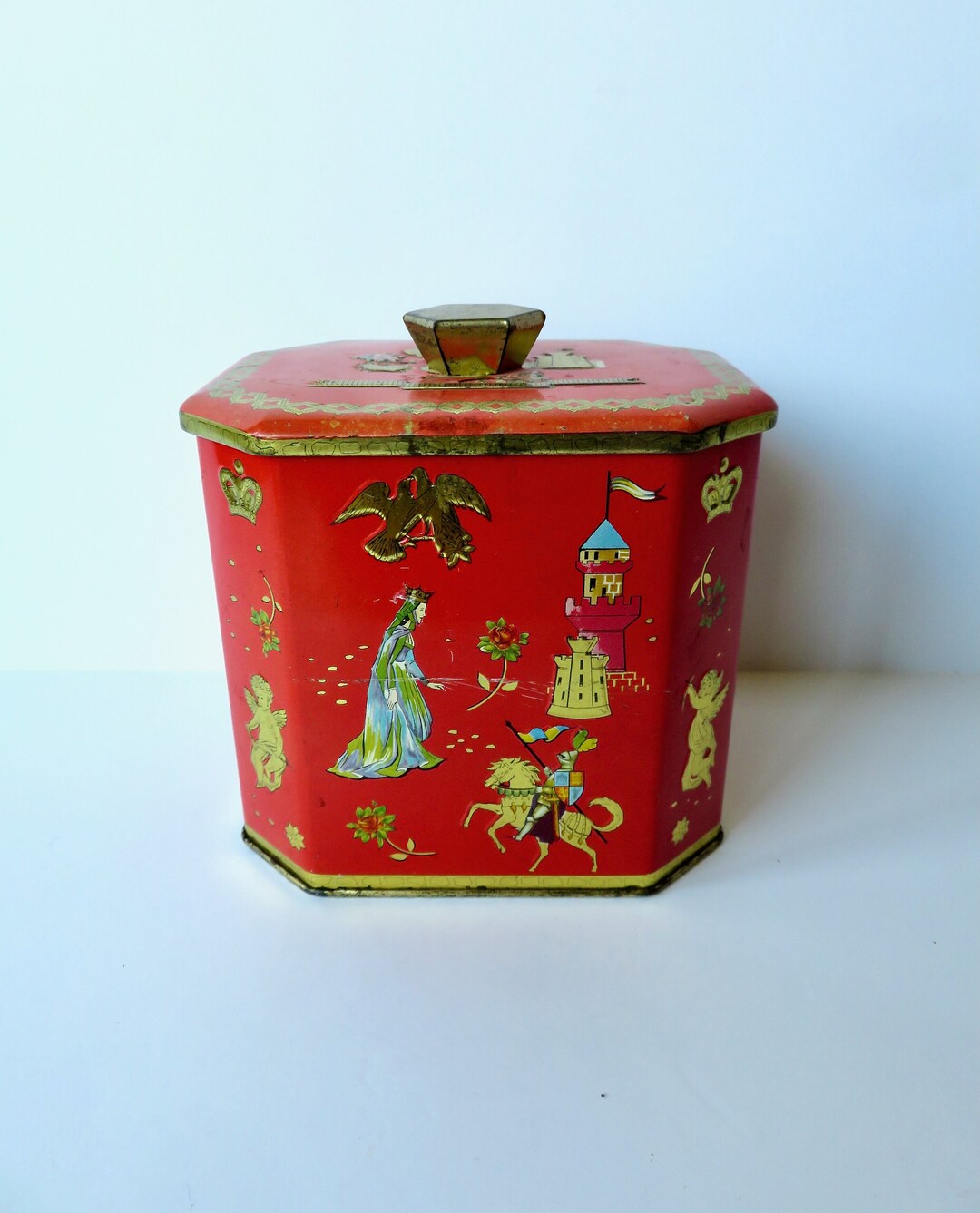 Vintage 50s 60s Baret Ware Metal Tin Canister English Biscuit Container ...