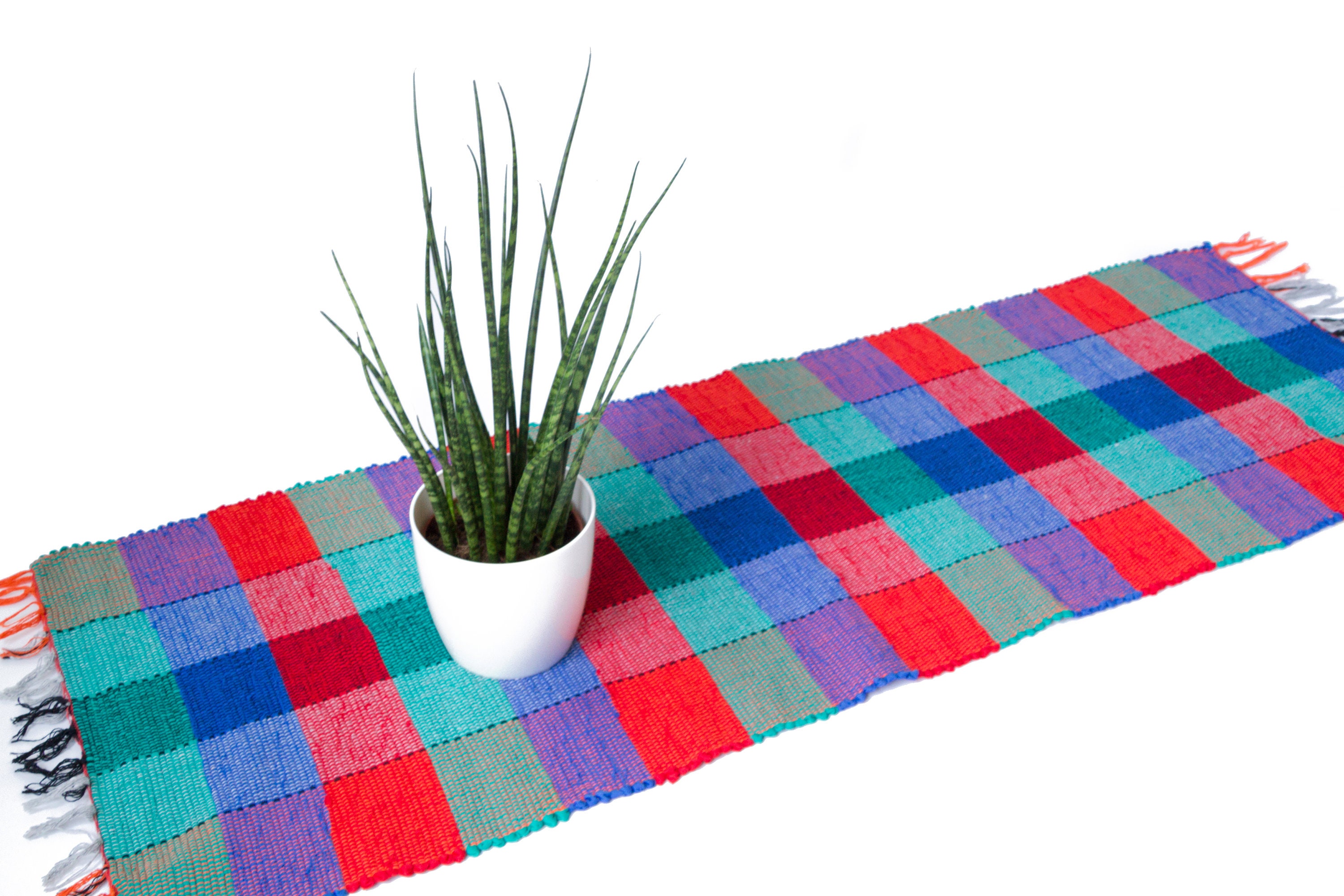 Checkered rug checkered runner rug cotton runner rug | Etsy