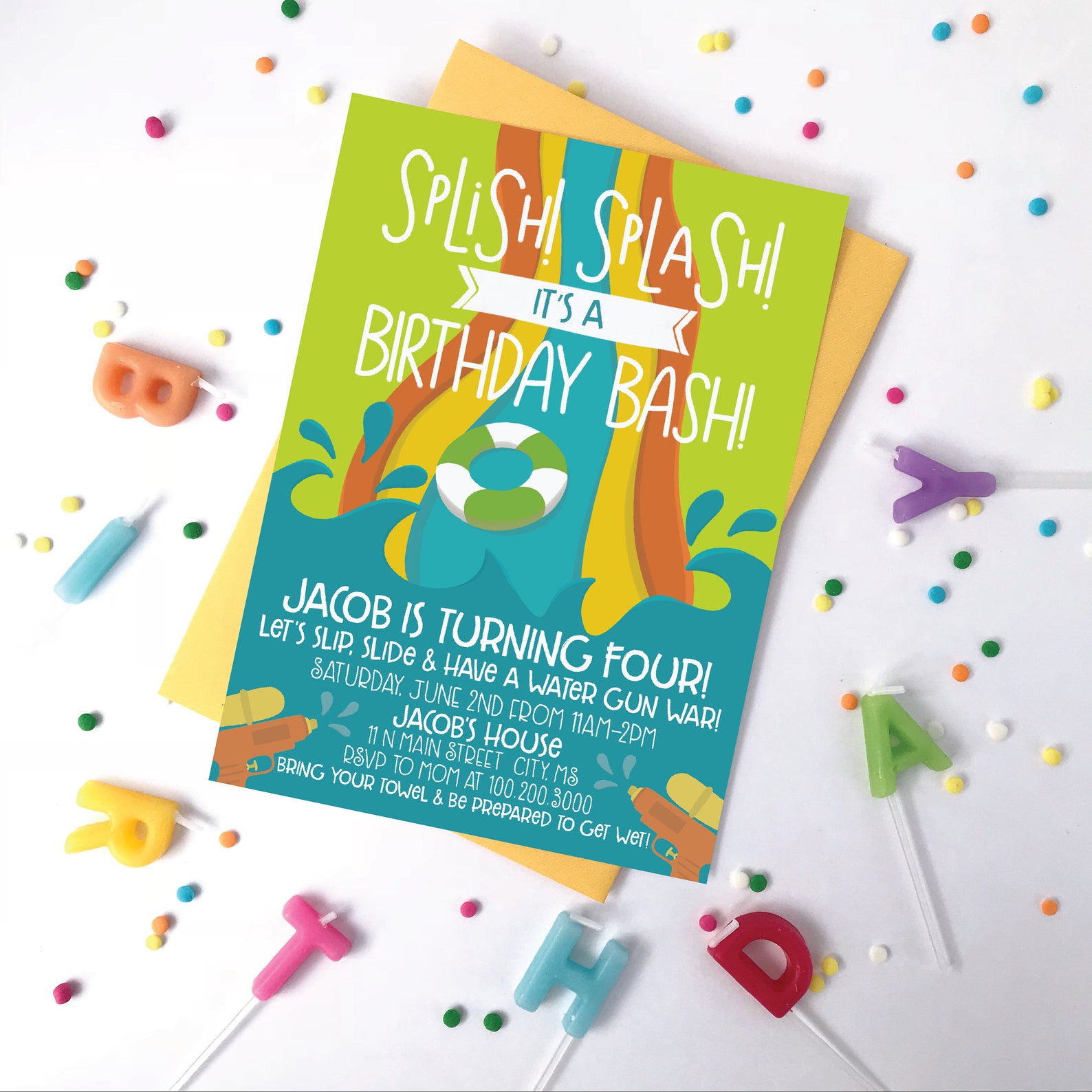 Slip and Slide Birthday Invitation Printable Invitations | Etsy