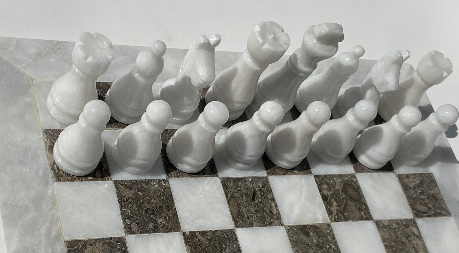 Handmade White and Oceanic Marble Tournament Chess Game Set ...
