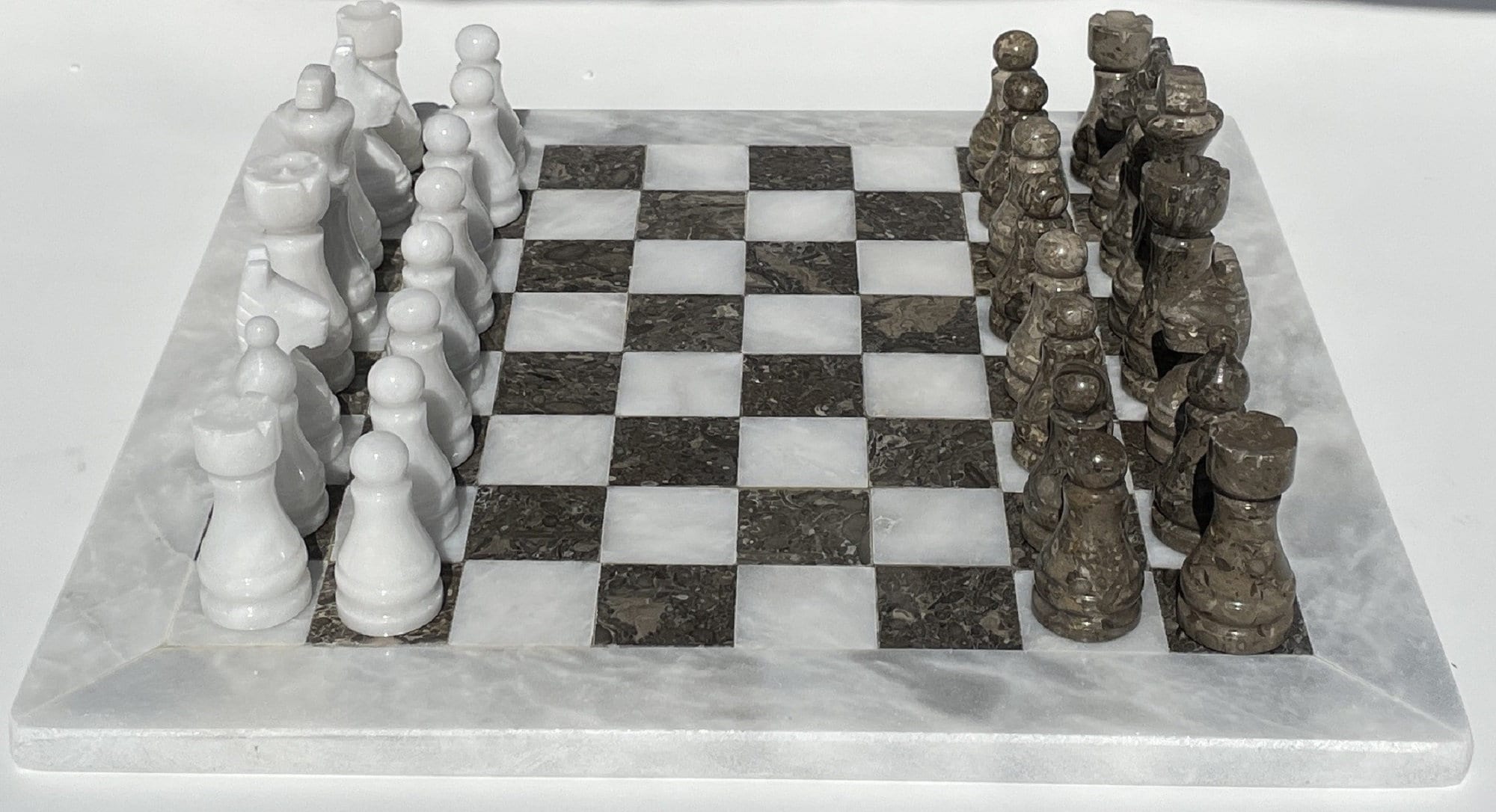 Handmade White and Oceanic Marble Tournament Chess Game Set ...