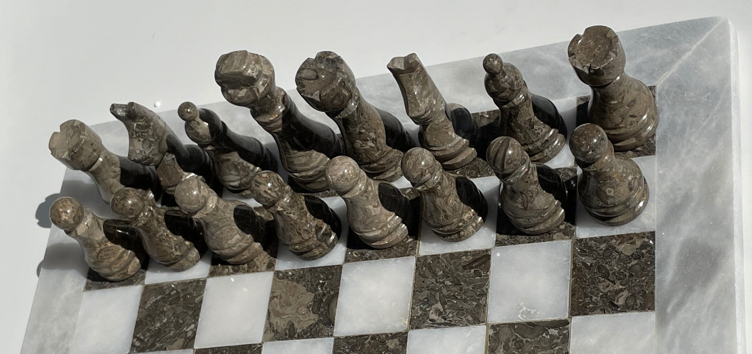 Handmade White and Oceanic Marble Tournament Chess Game Set ...