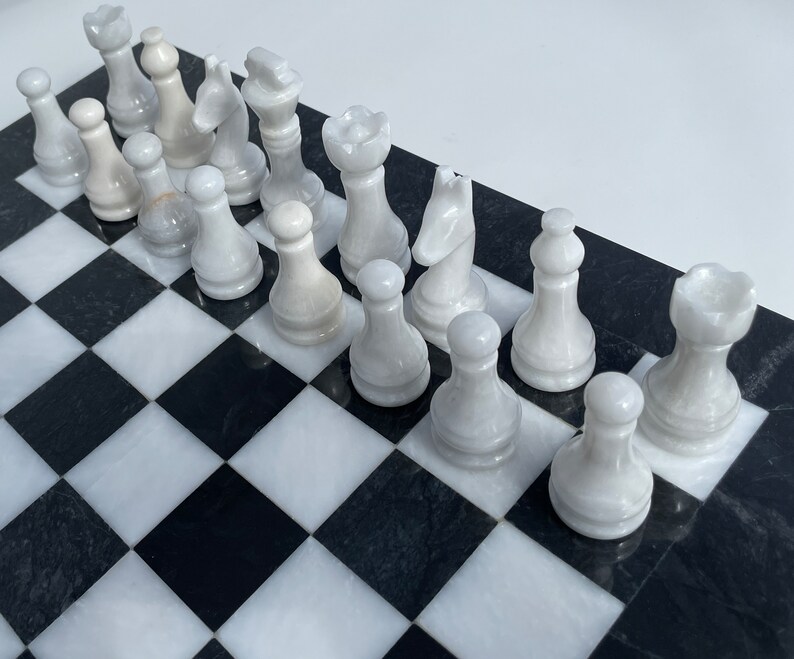 Handmade Black and White Marble Chess Game Set 15 Inch - Etsy