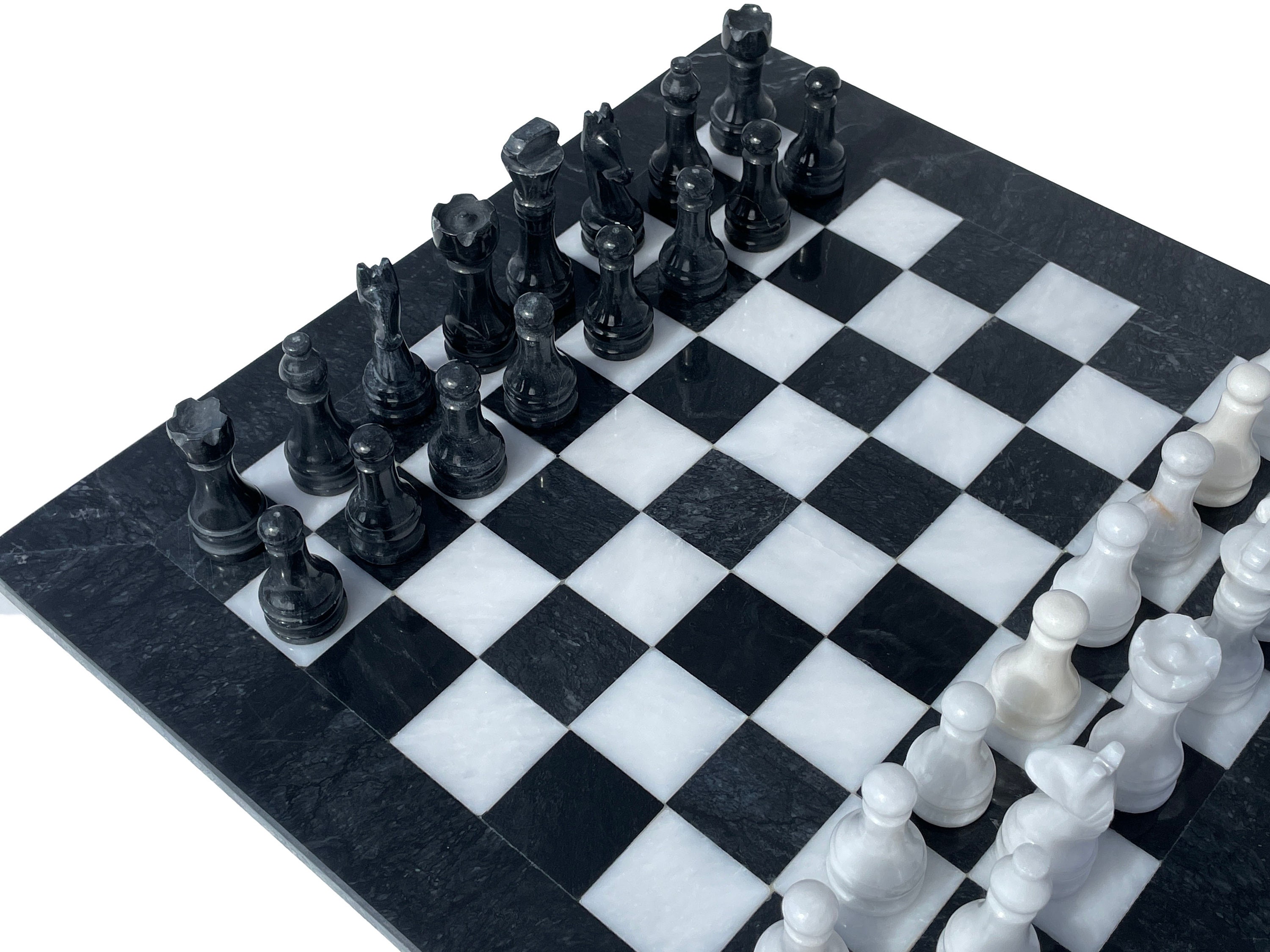 Handmade Black and White Marble Chess Game Set 15 Inch - Etsy