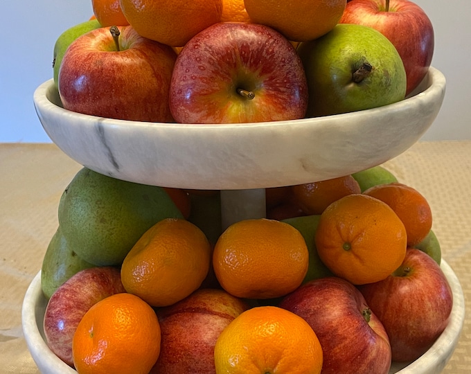 Handmade Marble Two Tier Fruit Bowl - Etsy