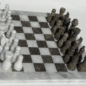Handmade White and Oceanic Marble Tournament Chess Game Set ...