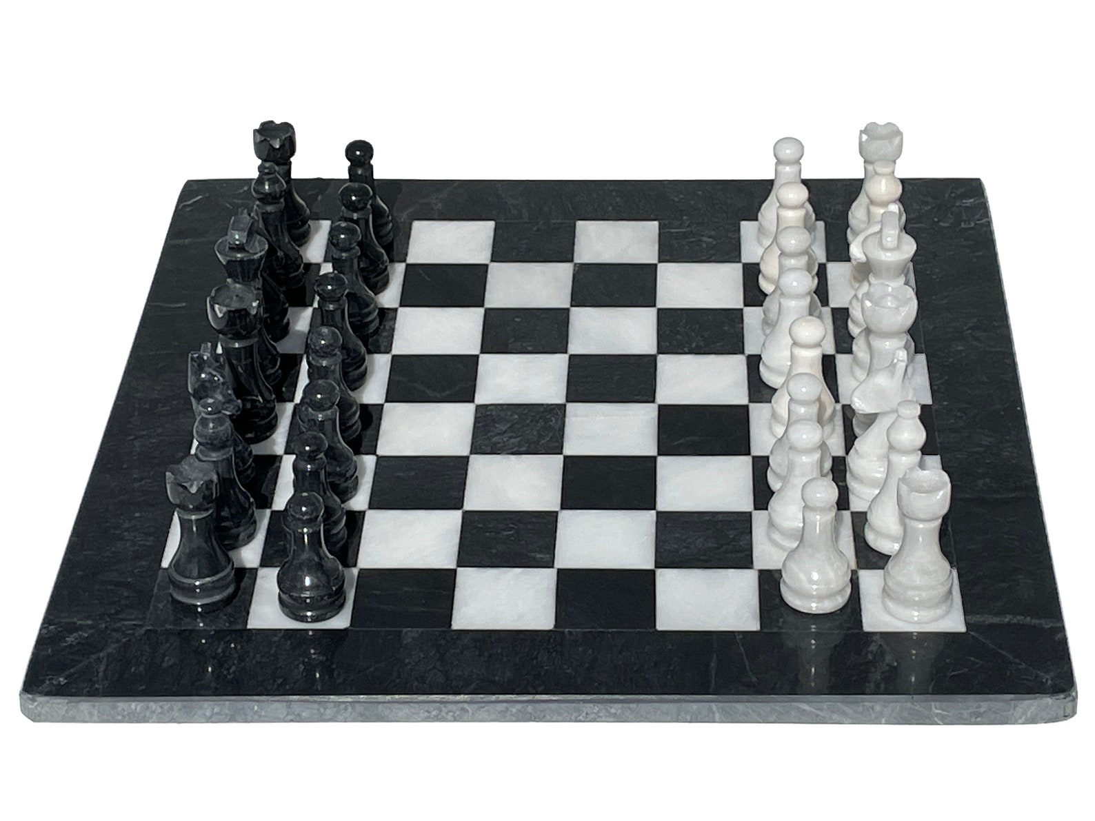 Handmade Black and White Marble Chess Game Set 15 Inch - Etsy