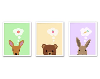 Printable Nursery Art Set of 2 Poster Bear Bunny Baby Grils - Etsy Canada
