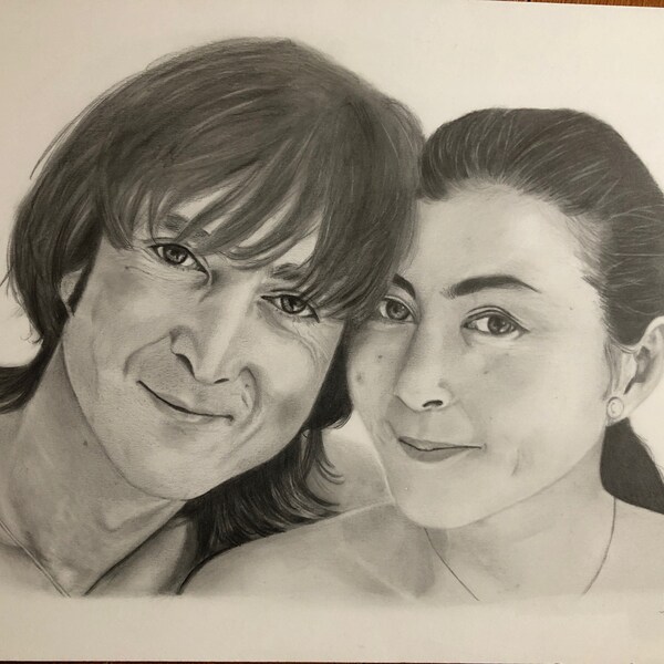 John and Yoko Drawing - Etsy