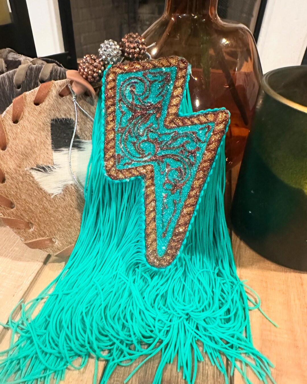 Tooled Leather Lighting Bolt With Fringe Scent: Cowgirl Britches - Etsy