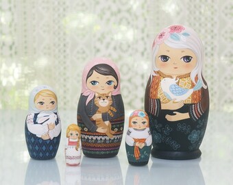 Lace Russian Nesting Dolls-5piece Set Uniquely Handmade - Etsy
