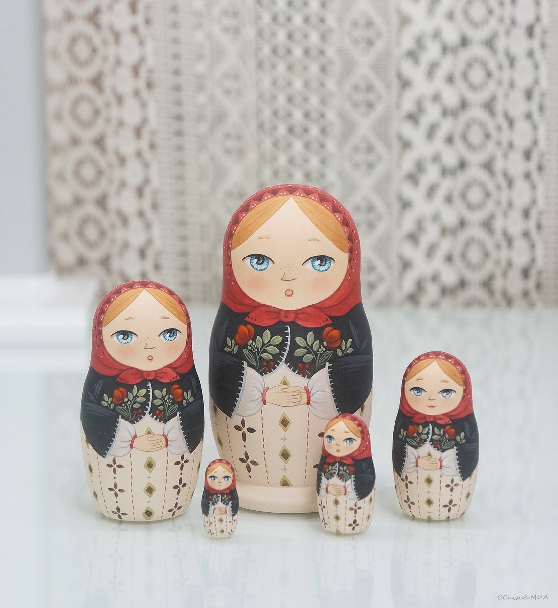 Red Russian Nesting Dolls-5piece Setmatryoshka Nesting - Etsy